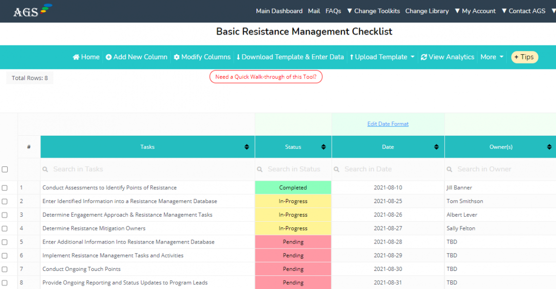 Free Resistance Management Checklist Template – OCM Solution
